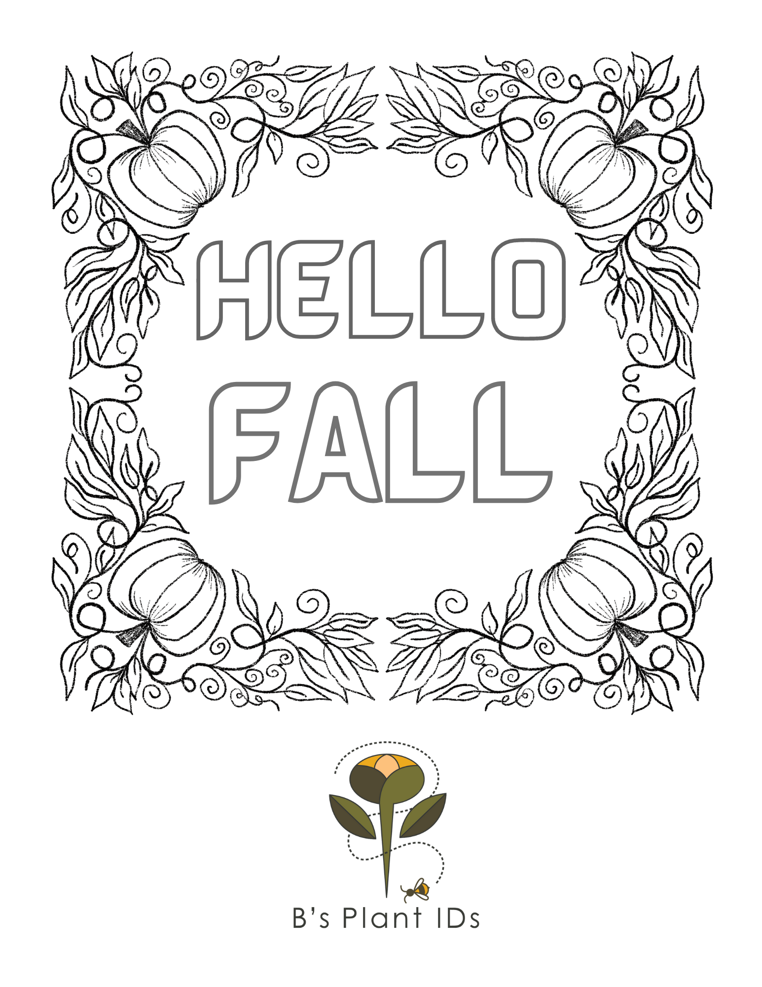 Hello Fall Coloring Page – B's Plant IDs